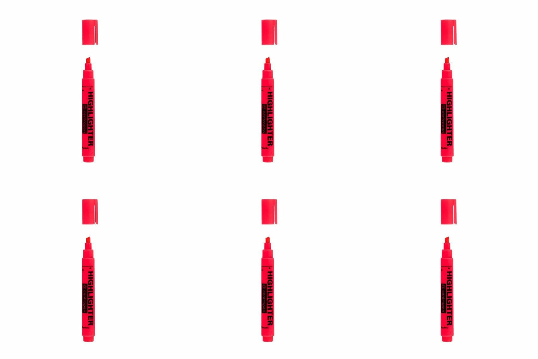 Centropen Маркер текстовой 4,6 мм, красный, скошенный, 6 штук.