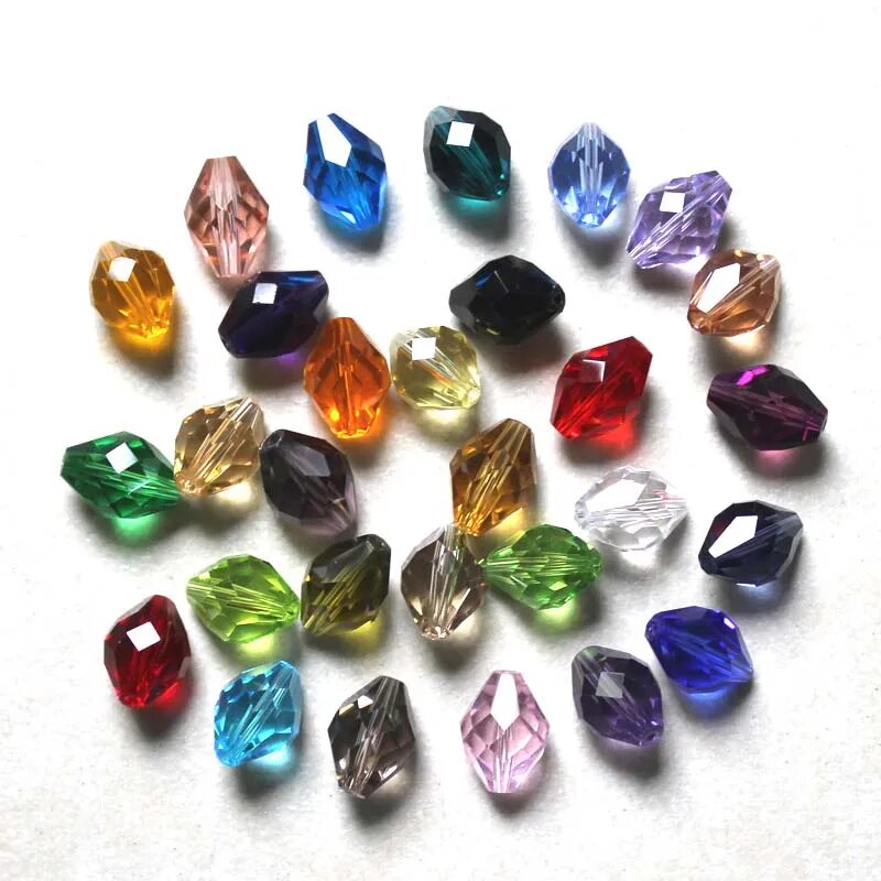 Хрустальные бусины 13*10 мм, изумрудные, multi colors, 50 шт