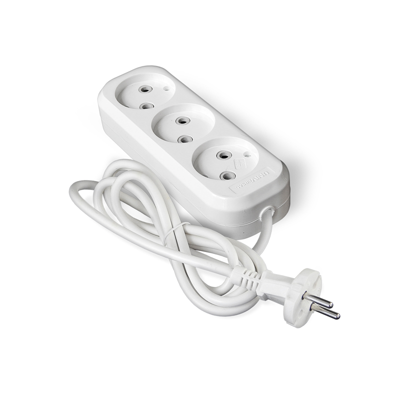 Удлинитель бытовой UNIVersal / Юниверсал Люкс У6-639 М, ПВС 2х0.75, 10 метров 3 розетки, белый 639М-10