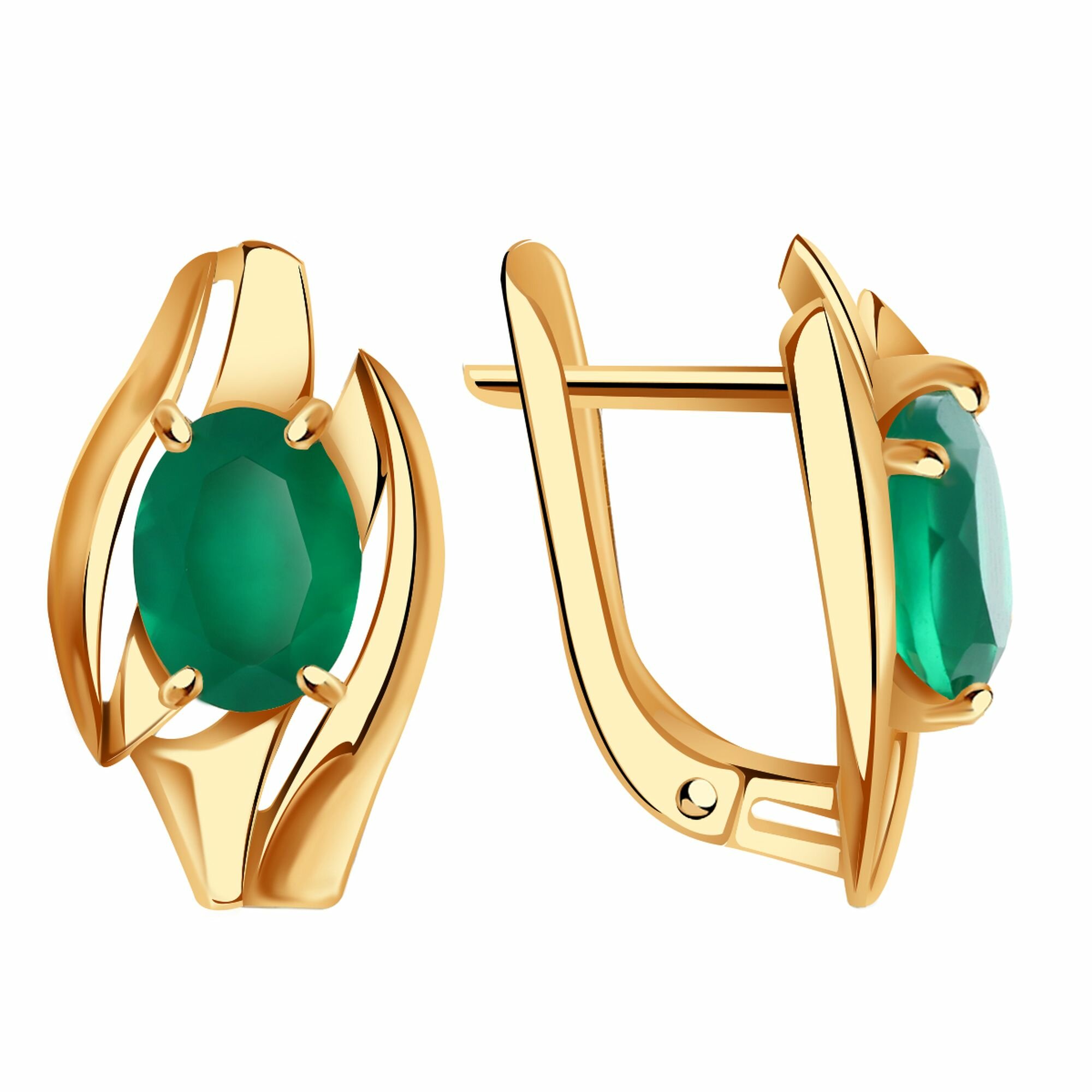 Серьги, красное золото, 585 проба, агат