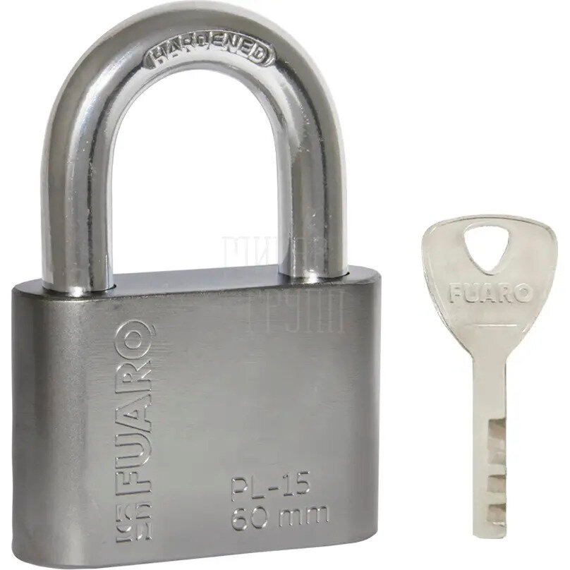 Замок навесной Fuaro (Фуаро) PL-15-60 Nickel диск. 4 кл. Блистер никель