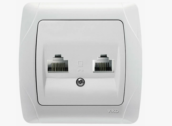 Розетка 2-я телефонная белый Viko Carmen