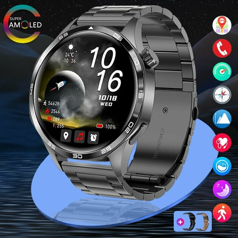 Часы наручные мужские смарт Watch 5 Pro с gps трекером, С фитнес трекером, компас, Оксиметрия сердечного ритма,47mm,