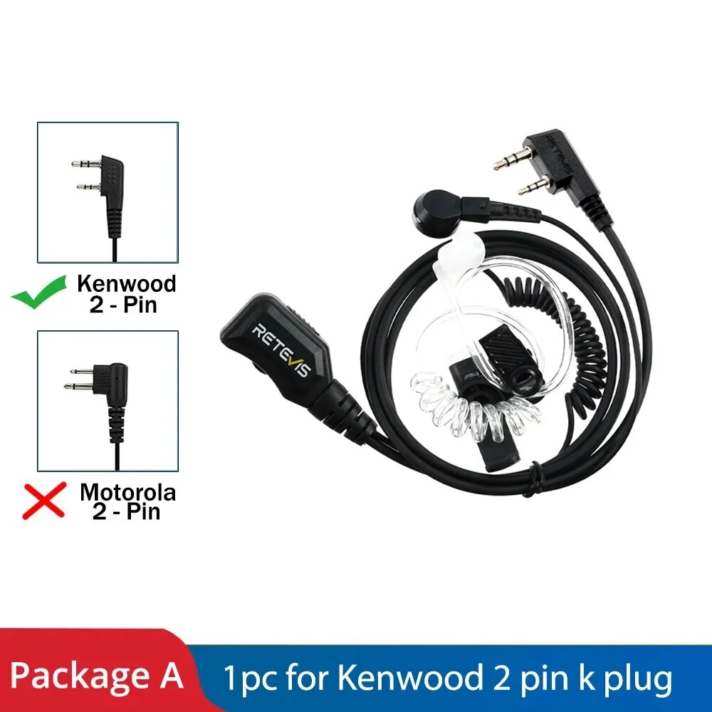 Наушники для рации Retevis EAK007, Kenwood 2 pin, Package A
