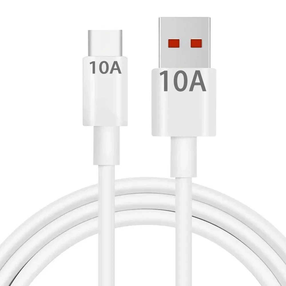 Нейлоновый плетеный кабель USB Type C, 120 Вт, 10 А, шнур для передачи данных с супер быстрой зарядкой, USB C для Xiaomi Samsung Huawei Mate 70 60 50 Poco 1 м, Silicone White
