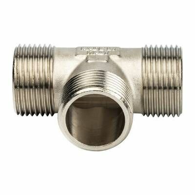 Тройник латунный наружная резьба ННН 1" никелированны