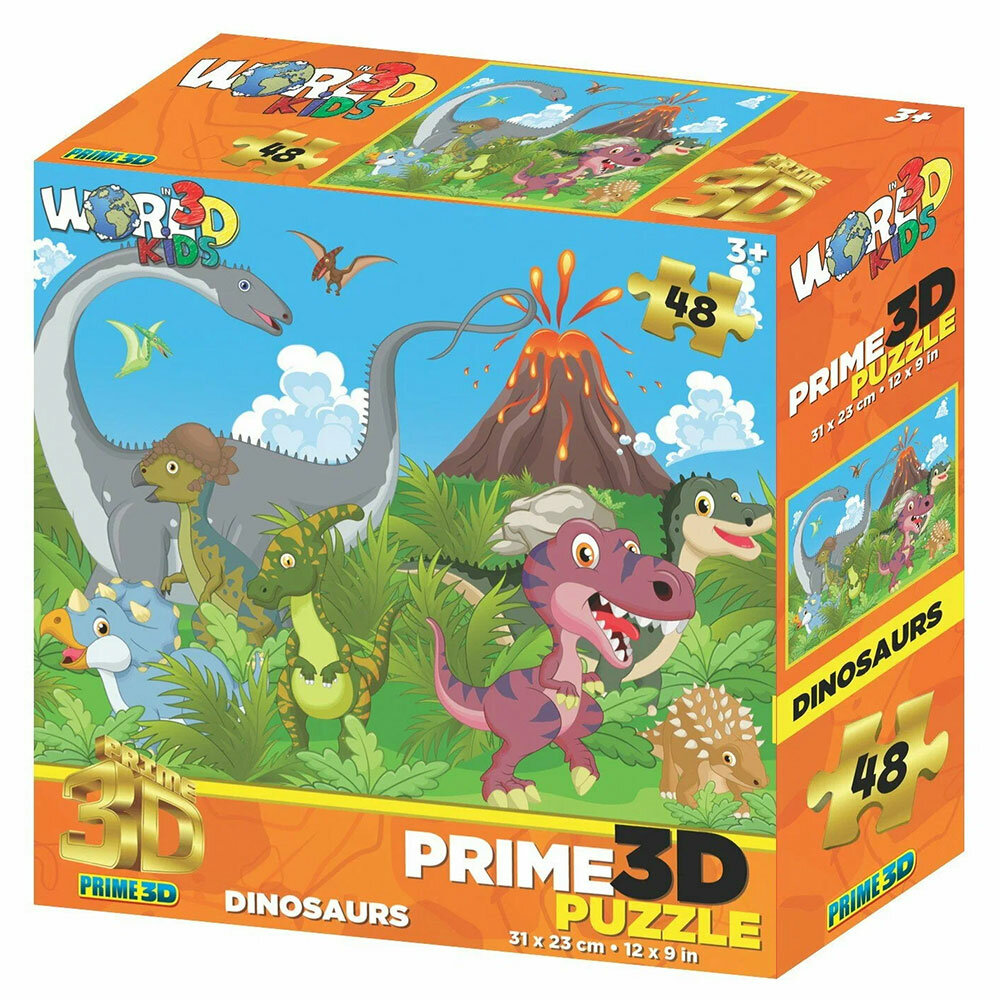 Пазл Prime 3D 3D 48 элементов "Динозавры на прогулке" 3+ (15041)