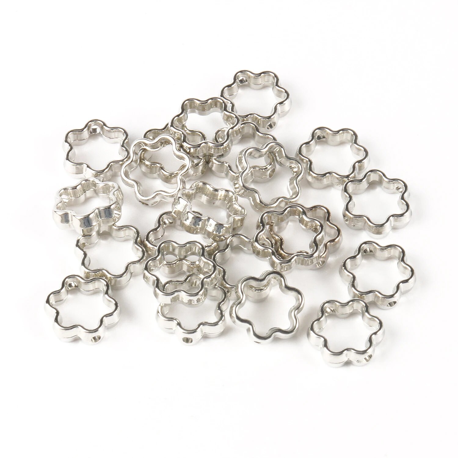 50 шт. 12 мм CCB бусины-разделители цвета розового золота в форме цветка для 50pcs, silver