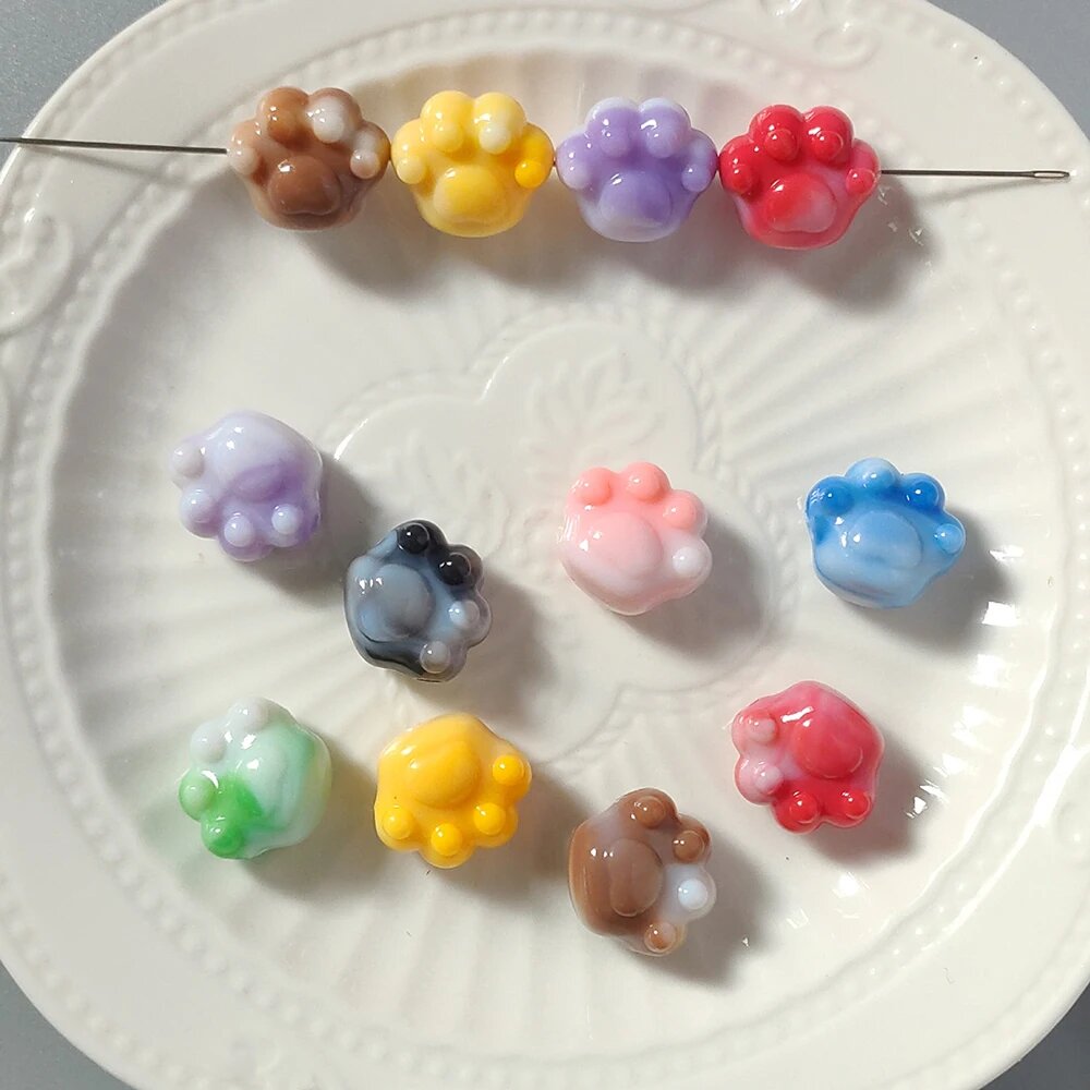 Акриловые бусины кошачьи лапки 10 шт. Mix