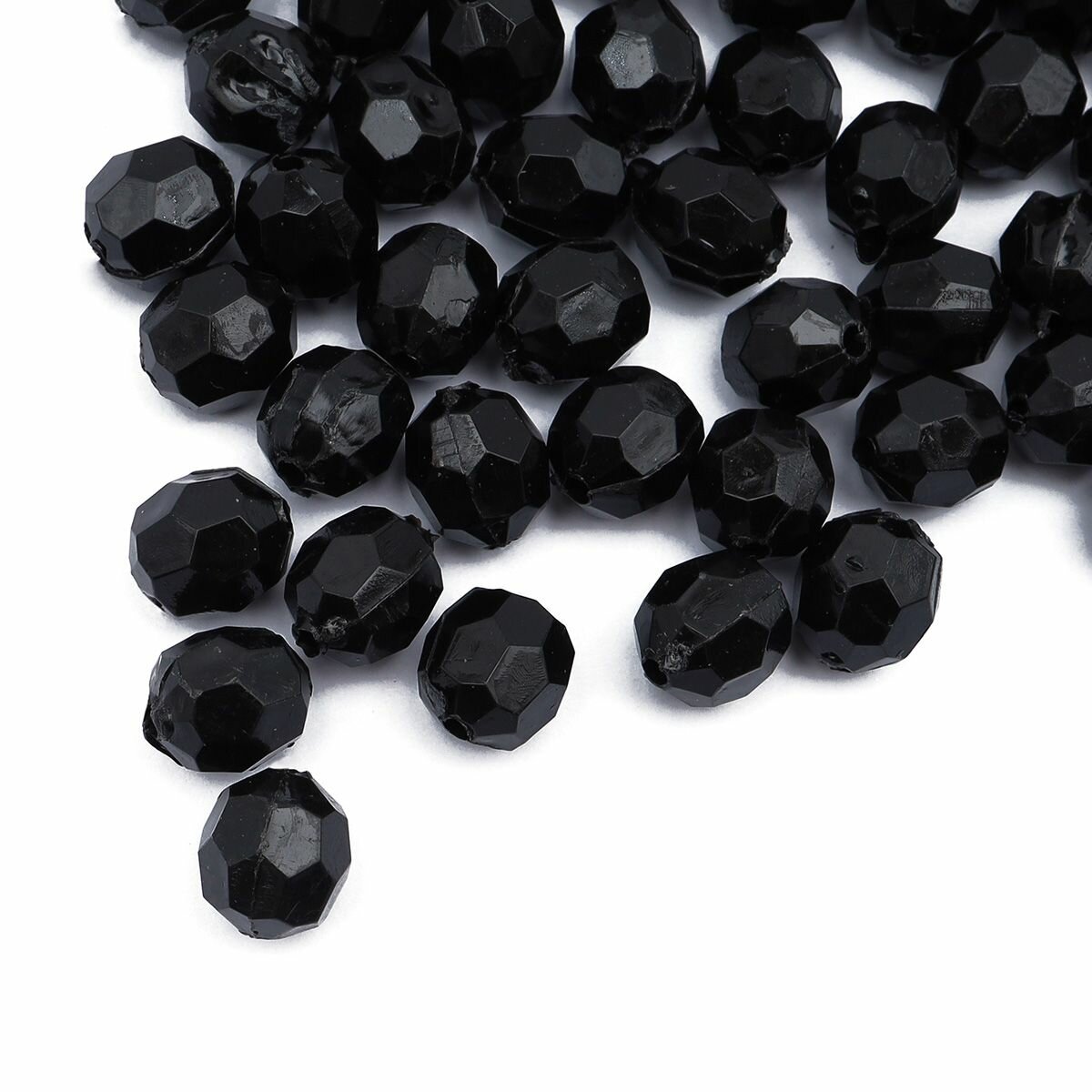 Бусины пластиковые, акрил, прозрач. в цвете, граненые круглые, 10мм, 25гр, Astra&Craft (MG.3241.45 черный)