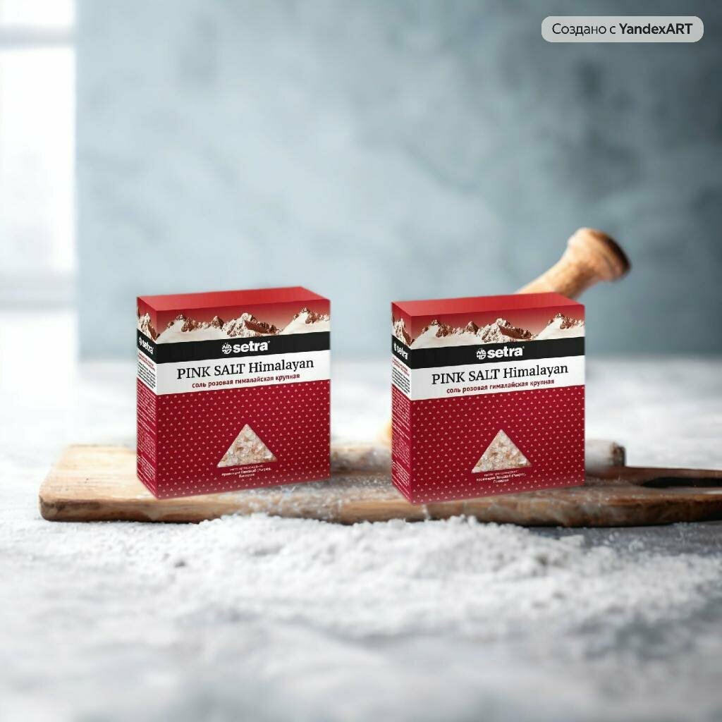 Соль Setra, Гималайская, розовая, натуральная, крупная, 500 г, 2 уп