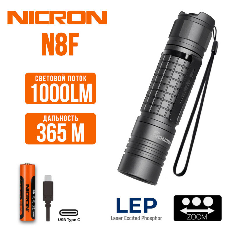 Лазерный фонарь с ZOOM NICRON N8F