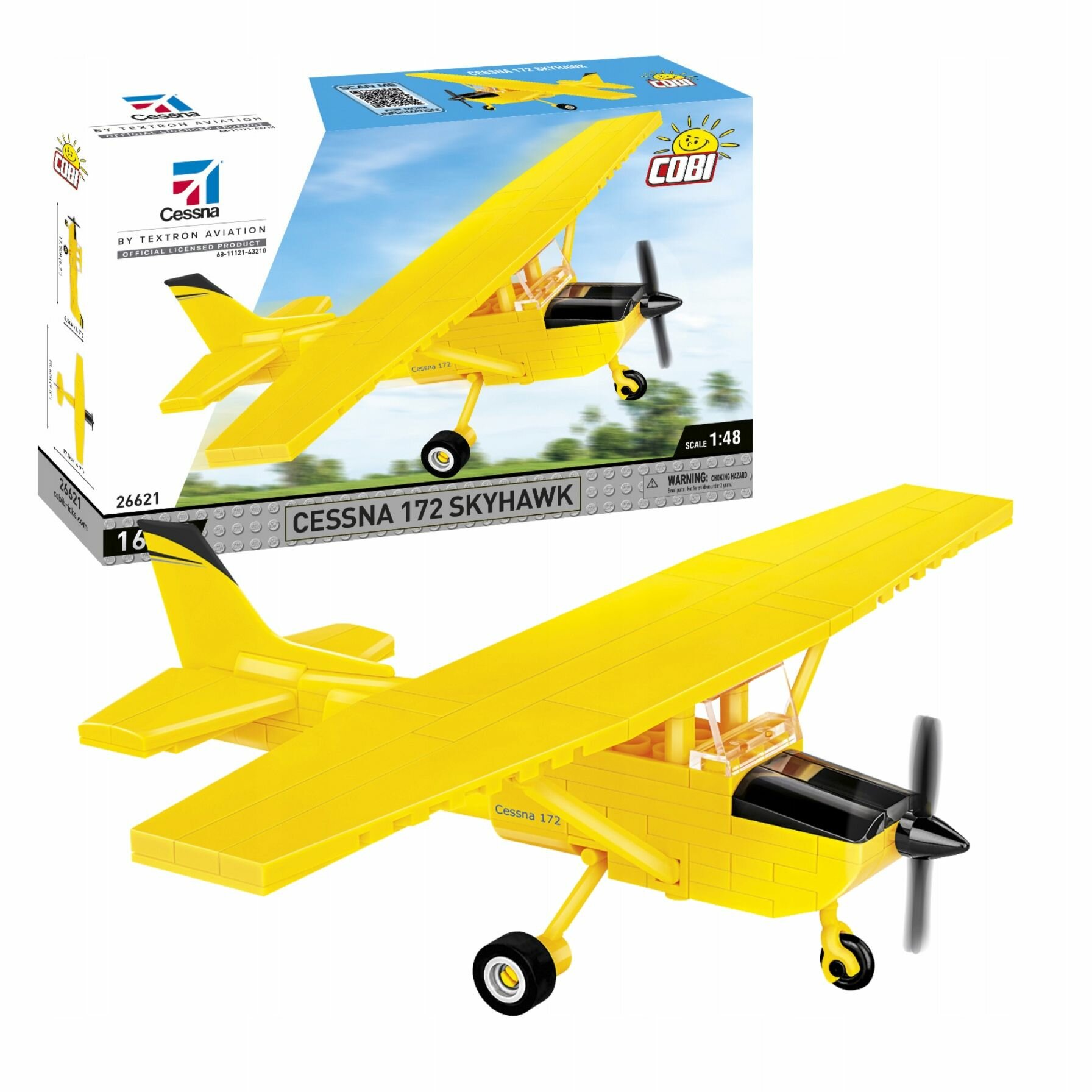 Конструктор пластиковый Cobi Cessna 172 Skyhawk-Yellow - Четырехместный туристический самолет - 160эл. - Коби 26621