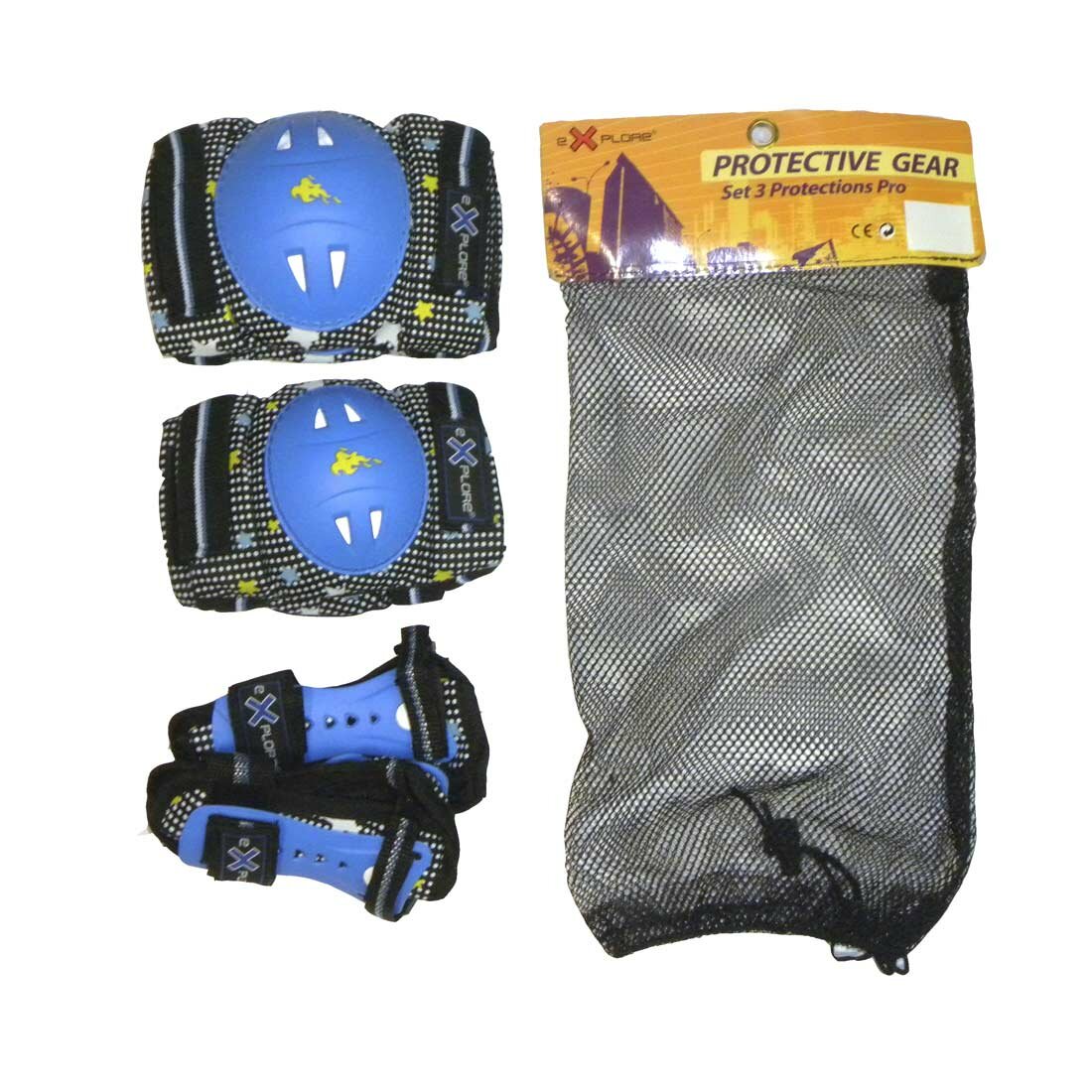 Защита Explore Racer (комплект) для катания на роликовых коньках, скейтбордах, самокатах. р. M Blue