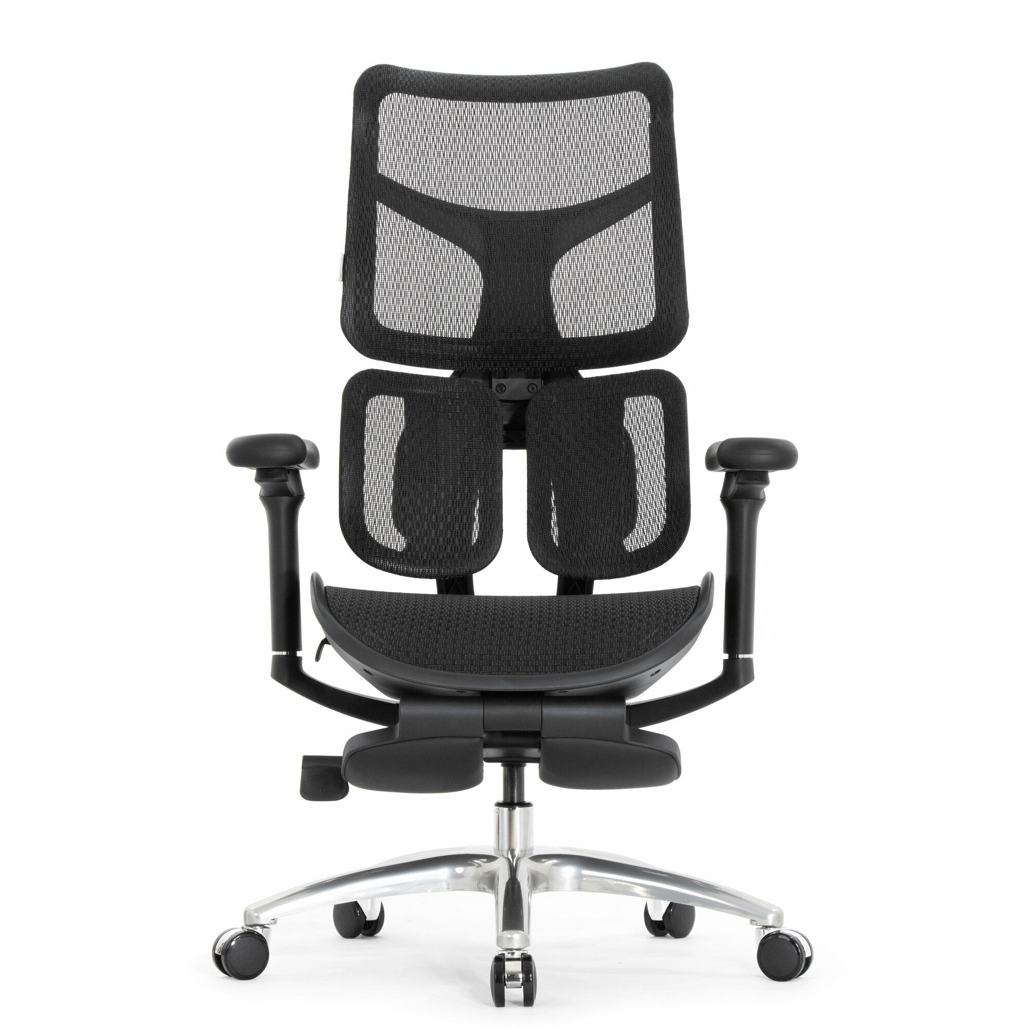 Кресло компьютерное с подножкой SIHOO Doro S100 (разделенный поясничный упор, сетка, черный)