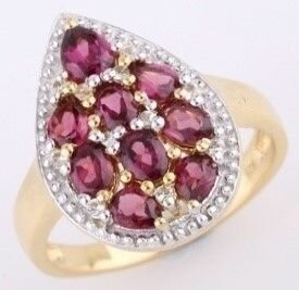 Кольцо, серебро, 925 проба, топаз, родолит