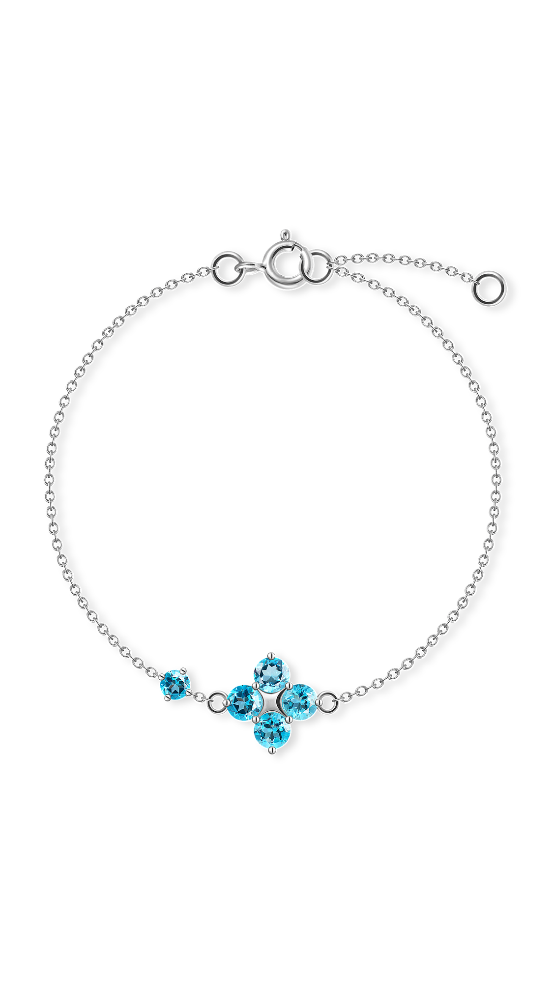 Браслет-цепочка, серебро, 925 проба, топаз