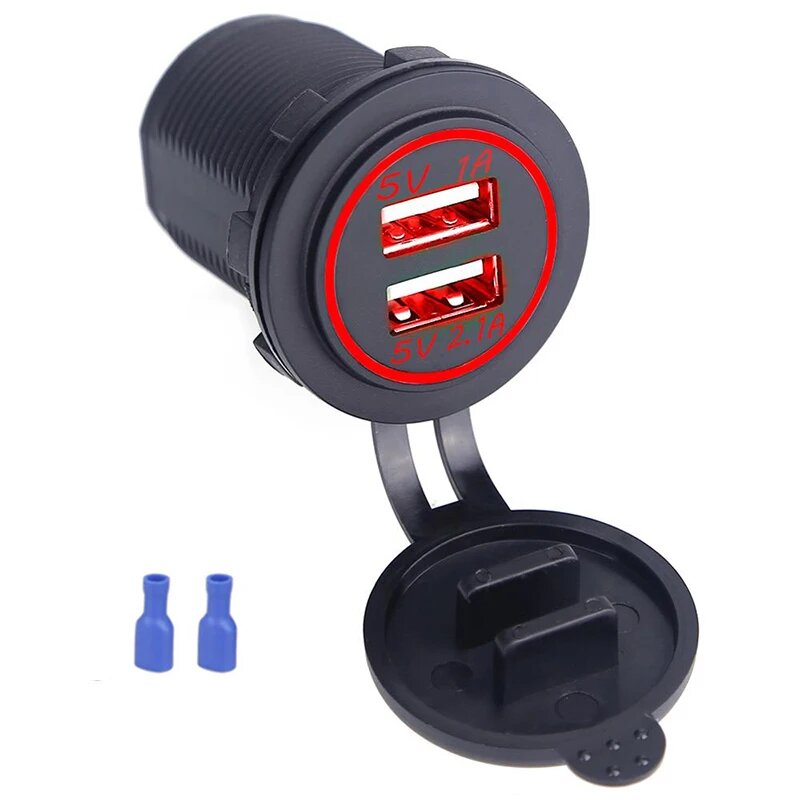 3,1 А, двойная USB-розетка для автомобильного зарядного устройства, водонепроницаемая розетка 12 Red