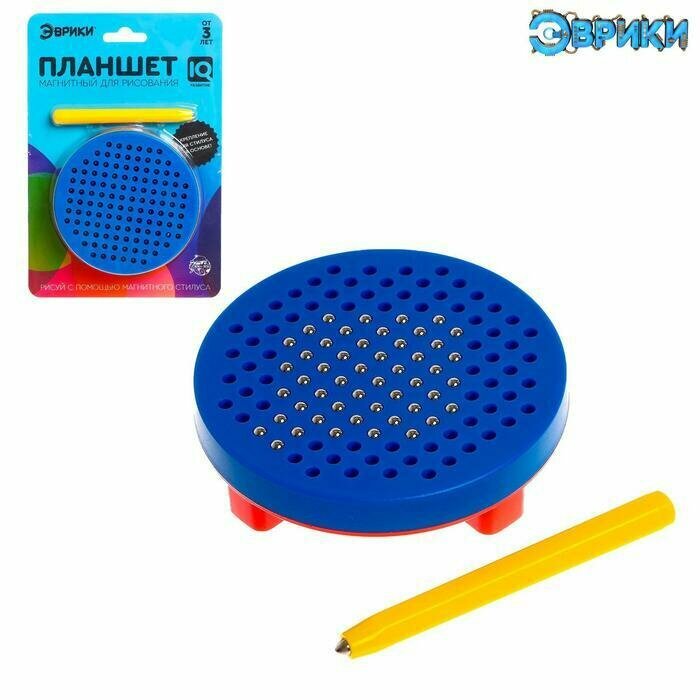 Планшет обучающий Эврики Магнитное рисование, 120 отверстий, с креплением на обороте, голубой