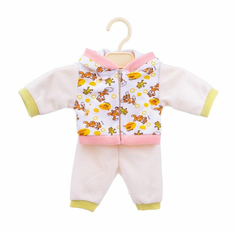 Одежда для куклы ИП Наркевич Плюшевый костюмчик с рисунком, белый (45-50 см) (Б28)