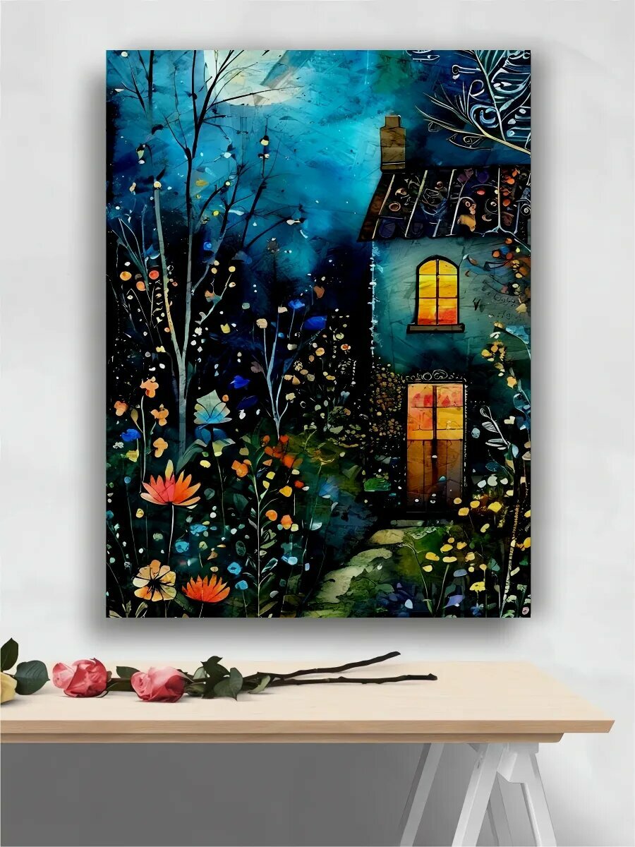 Картина на дереве OSB "Вечер на даче"