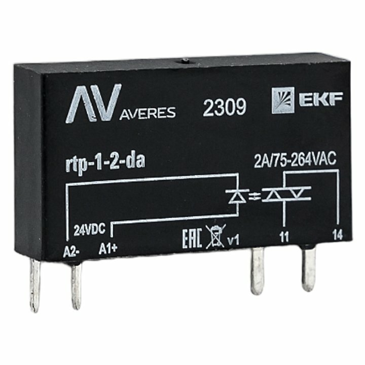 EKF Averes Реле твердотельное однофазное RTP 2 А, для разъема РM slim 23/1 EKF, rtp-1-2-da