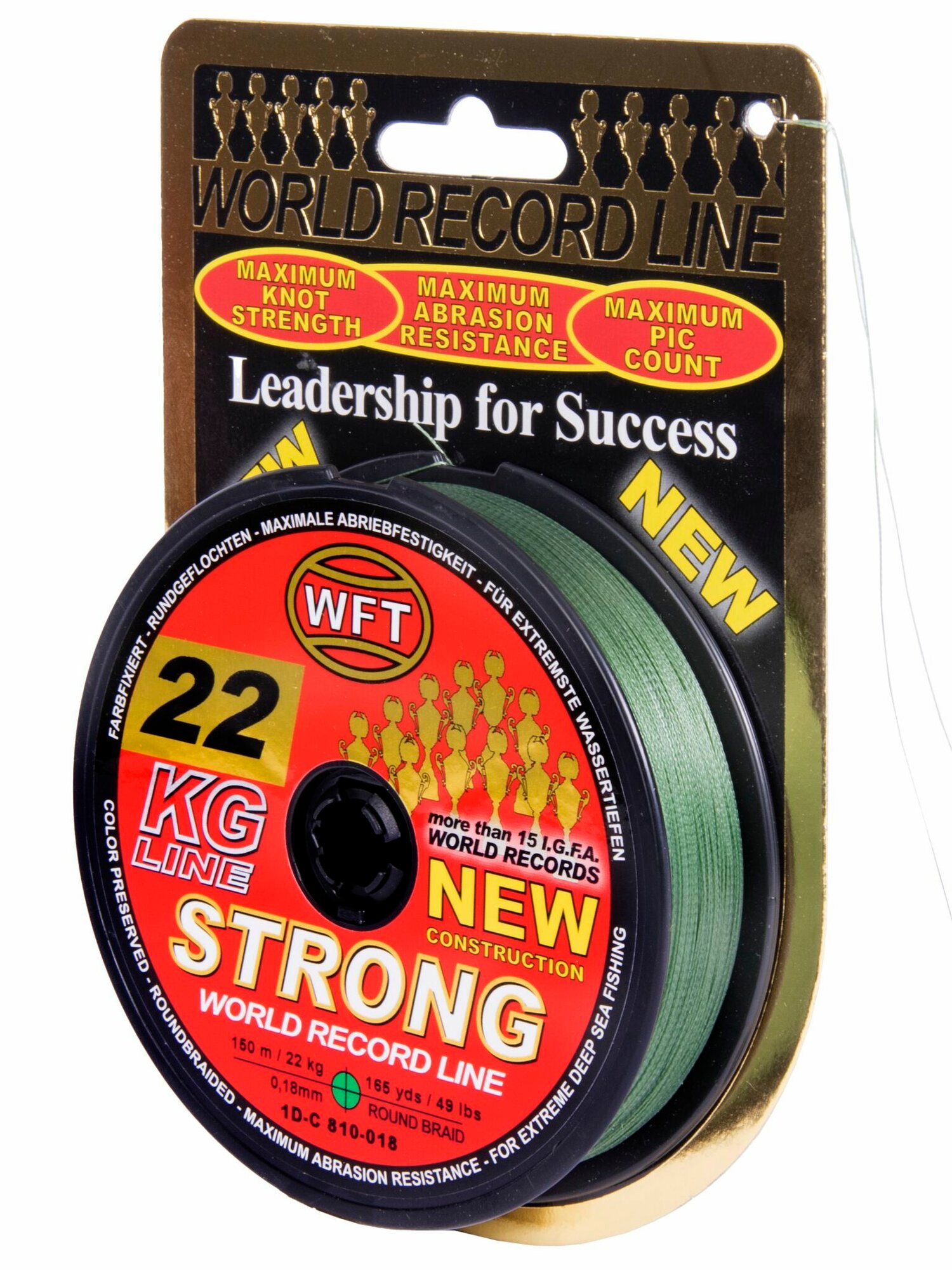 Шнур плетёный для рыбалки WFT KG STRONG Green 150/018, плетенка летняя