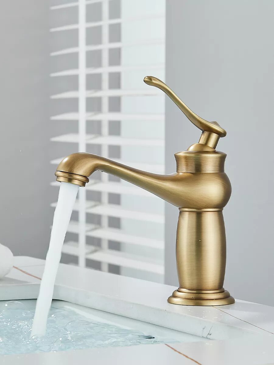 Винтажный смеситель ououfaucet, для умывальника, античная латунь, 400 мм