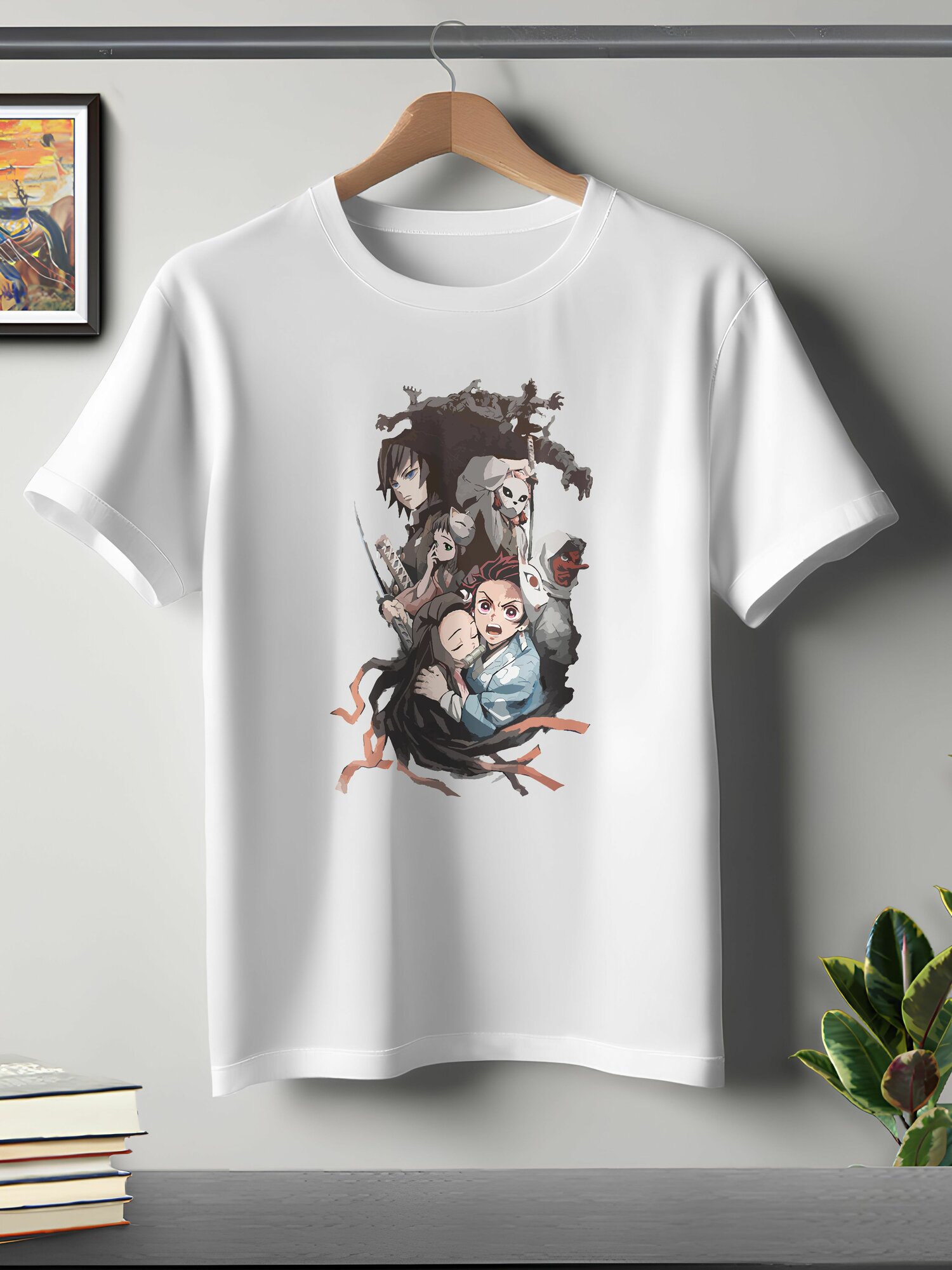 Футболка  Детская ONEQ 152 (12-13) размер с принтом Kimetsu no Yaiba, белая