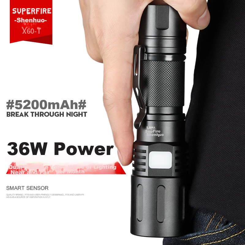SupFire X60-T Flashlight, High-Intensity Torch, Compact Mini Zoomable, Long-Range, Ultra-Long Battery Life, Super Bright, Outdoor Cycling Light