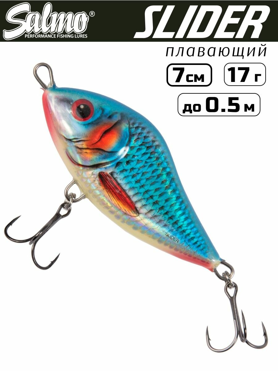 Воблер плавающий джеркбейт Salmo Slider 7 см, цвет BBS