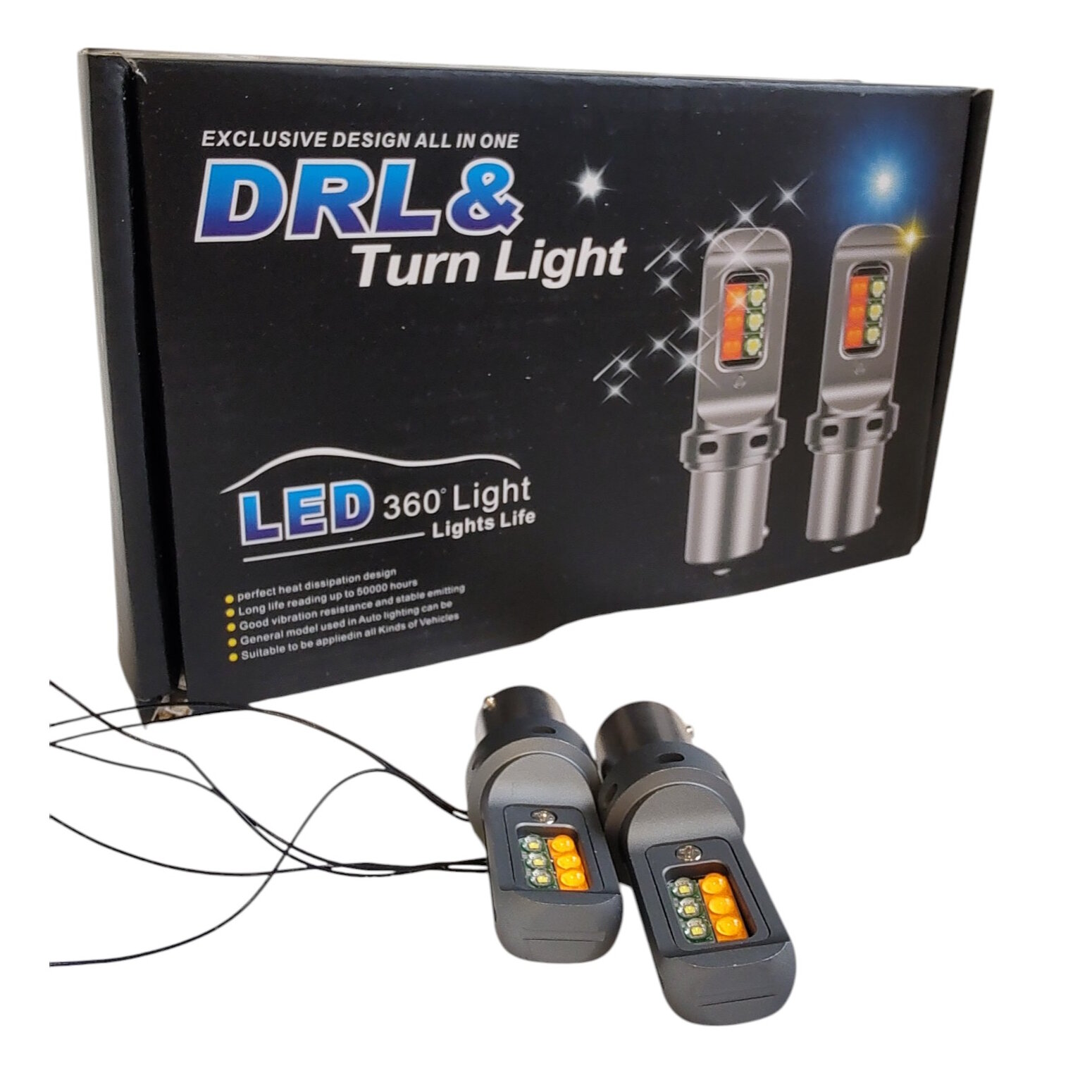 Ходовые огни в поворотники 2 в 1 серия PRO цоколь 7443 WY21/5W 12 LED-60W GREE cips - 2 шт