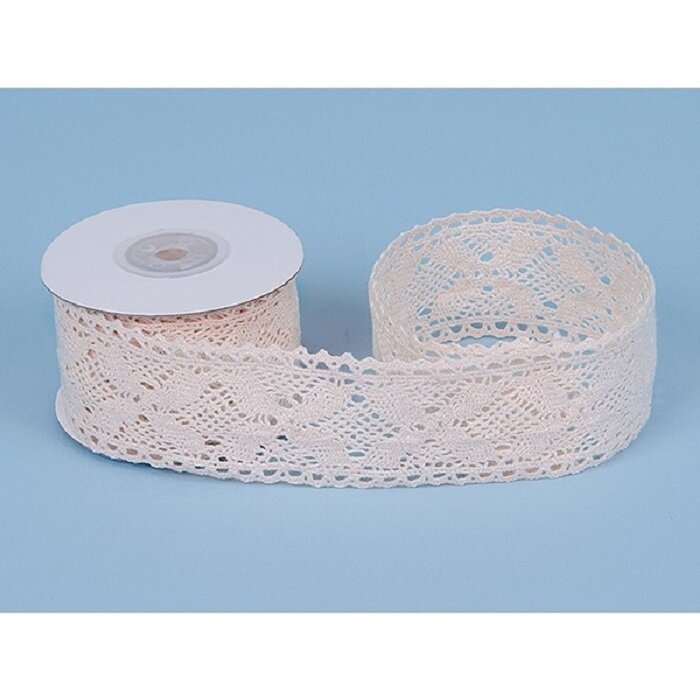 Лента из ткани "Четырёхлистник" кремовая 4.5 см*5 ярд