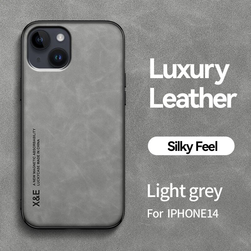 Чехол Luxury Leather Light Gray для iPhone 14