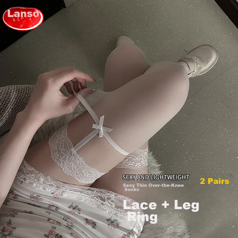 Чулки Langsha Silk Stockings, Women's Thigh-High Stockings, Lace Seamless Emotional Black Stockings, Leg Ring, Knee-Length Thigh-High Stockings