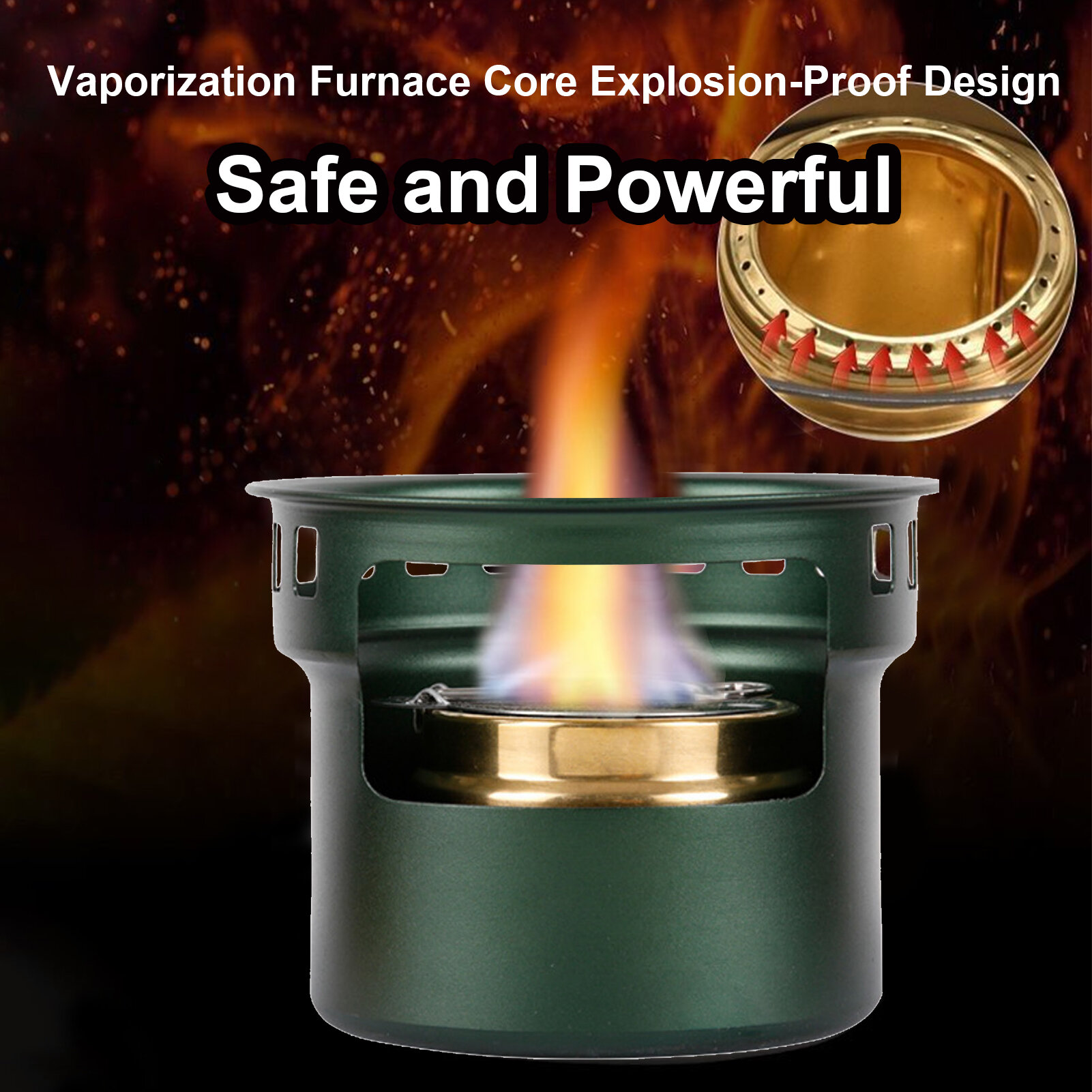 Портативная спиртовая горелка маленькая алюминиевая сплав латунная ветрозащитная горелка для кемпинга пикника темно-зеленого цвета