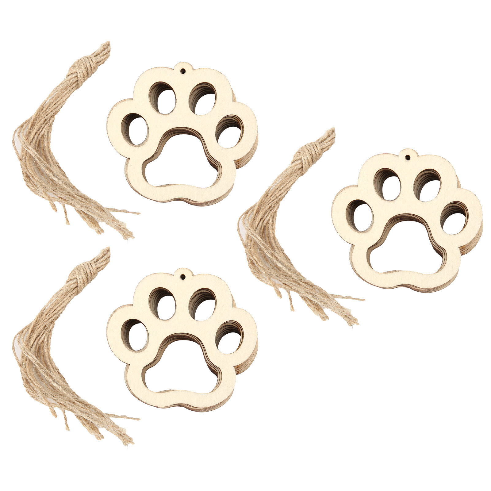 30 деревянных деталей с отверстиями, изготовленных из натурального дерева, с гладкой поверхностью. Симпатичные деревянные детали в виде медвежьей лапы для украшения.