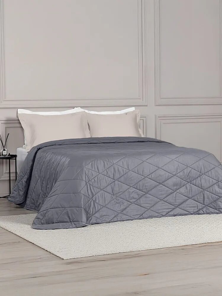 Покрывало Askona (Аскона) Cotton Sateen 220x240 Графит, хлопковое