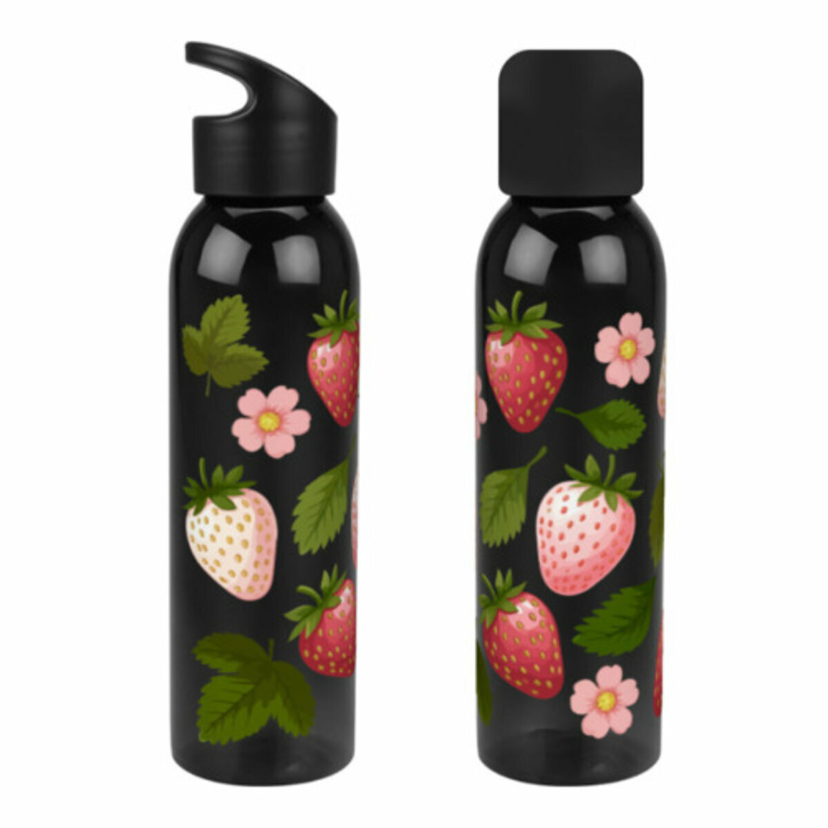 Бутылка для воды «Клубнички разной спелости» (черный)