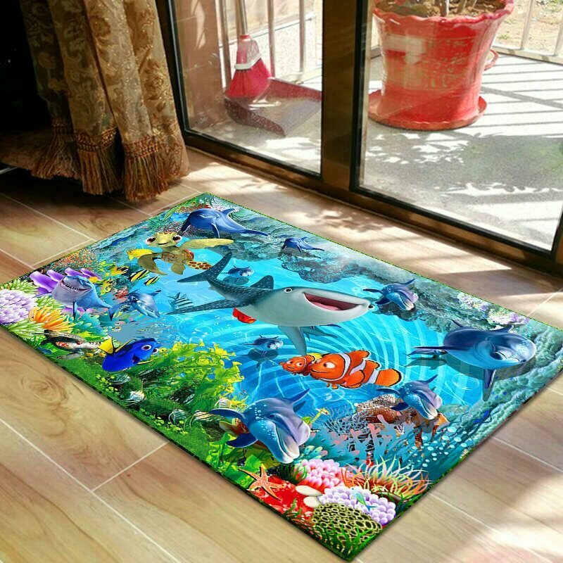 Ковер в детскую комнату 120х80см, Детский игровой коврик "Рыбки"