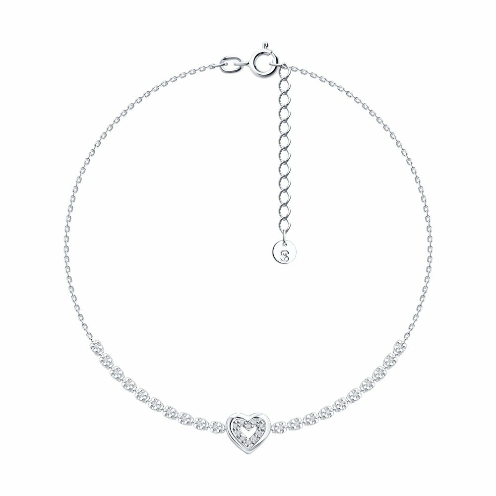 Браслет, белое золото, 585 проба, бриллиант