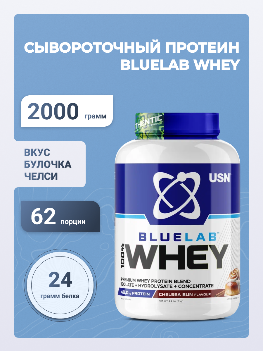 USN BLUELAB 100% WHEY PREMIUM PROTEIN Булочка Челси, 2 кг