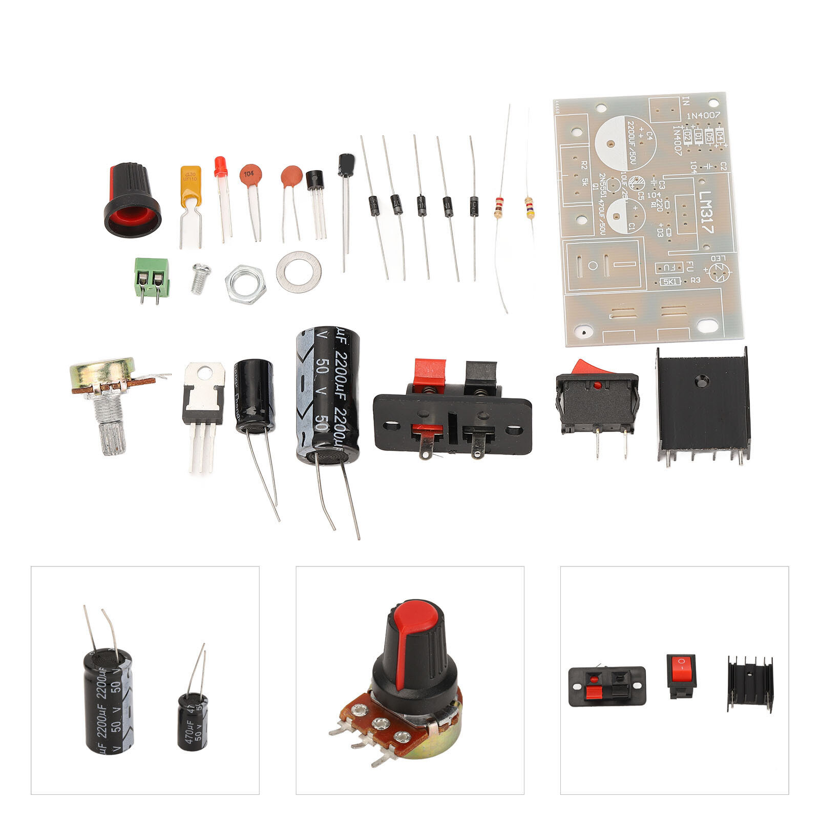 Регулируемый источник питания DIY Kit Регулируемая плата источников питания постоянного тока с защитой от короткого замыкания