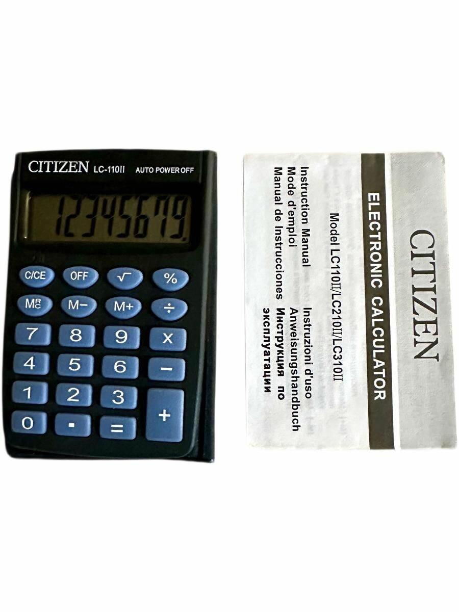 Citizen Калькулятор бухгалтерский LC-110II, 8 разрядов маленький компактный, черный 88*55*11мм