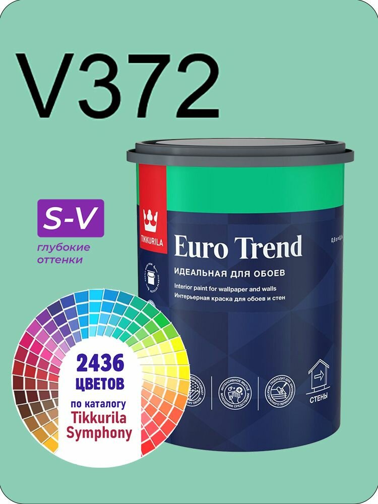 Краска для обоев Tikkurila Euro Trend 0,9л. глубокие оттенки V372