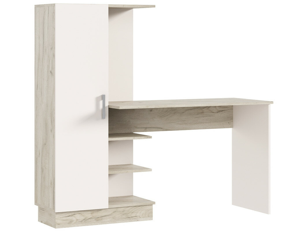 Стол компьютерный, со шкафом-пенал и 3-мя полками, Крафт серый/Кашемир