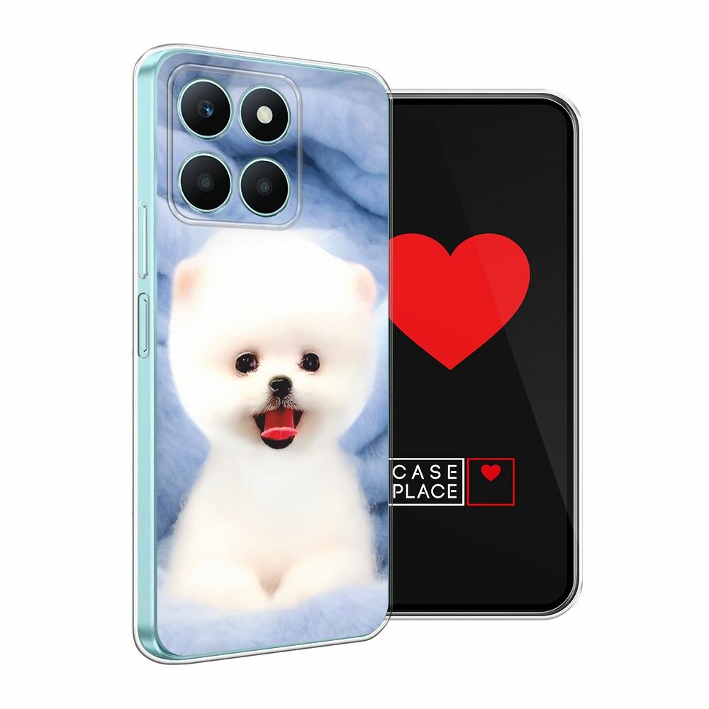 Силиконовый чехол на Honor X6A / Хонор X6A с принтом Белый пёсик — фото 1