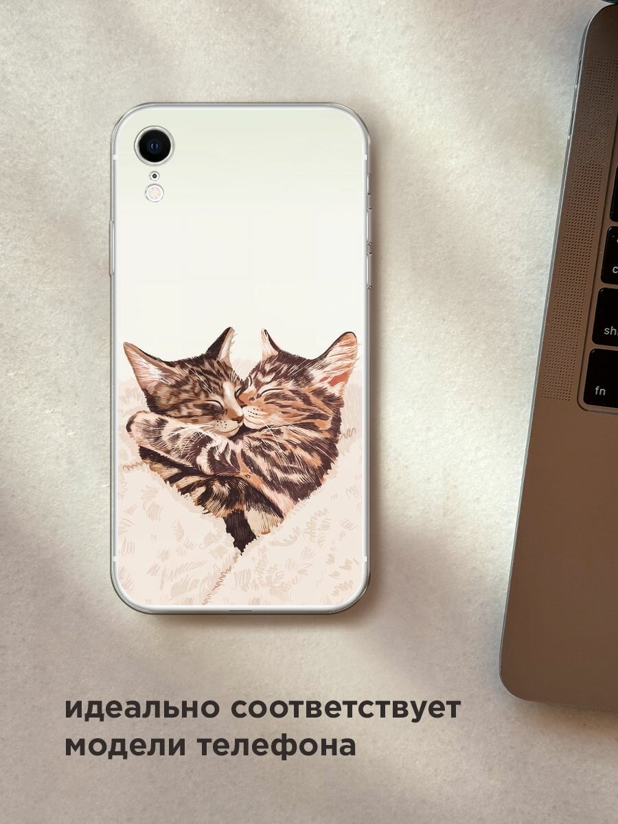 Чехол на Apple iPhone XR / Айфон XR с принтом "Влюбленные котейки - 14 февраля" — фото 1