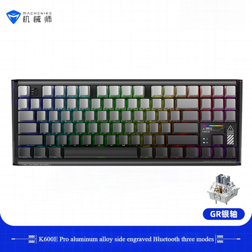 Machenike K600E 87 Клавиши Проводной / 2,4 G / Bluetooth Механической Клавиатуры С Тремя Режимами Работы