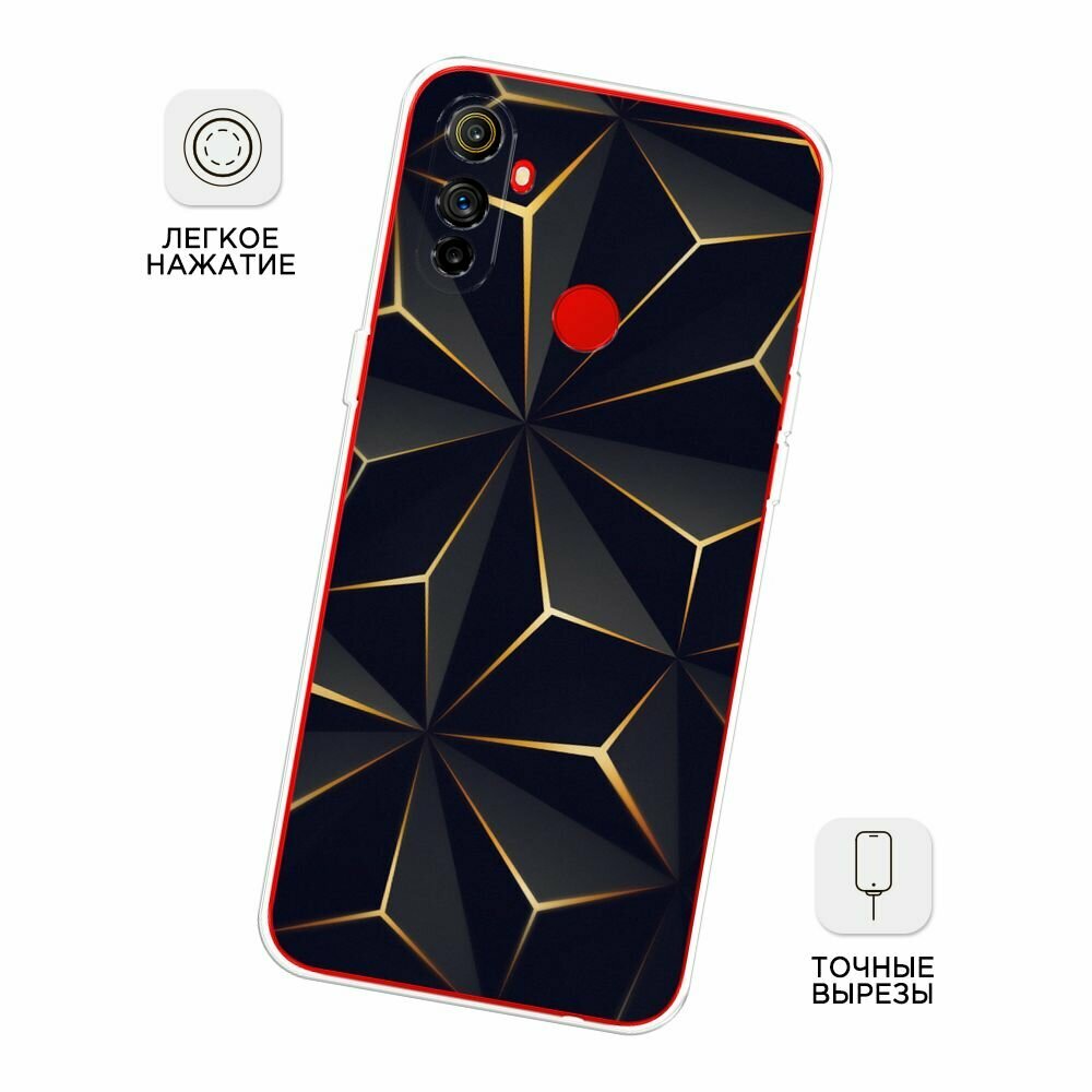 Силиконовый чехол на Realme C3 / Реалми C3 с принтом "Черные полигоны" — фото 1